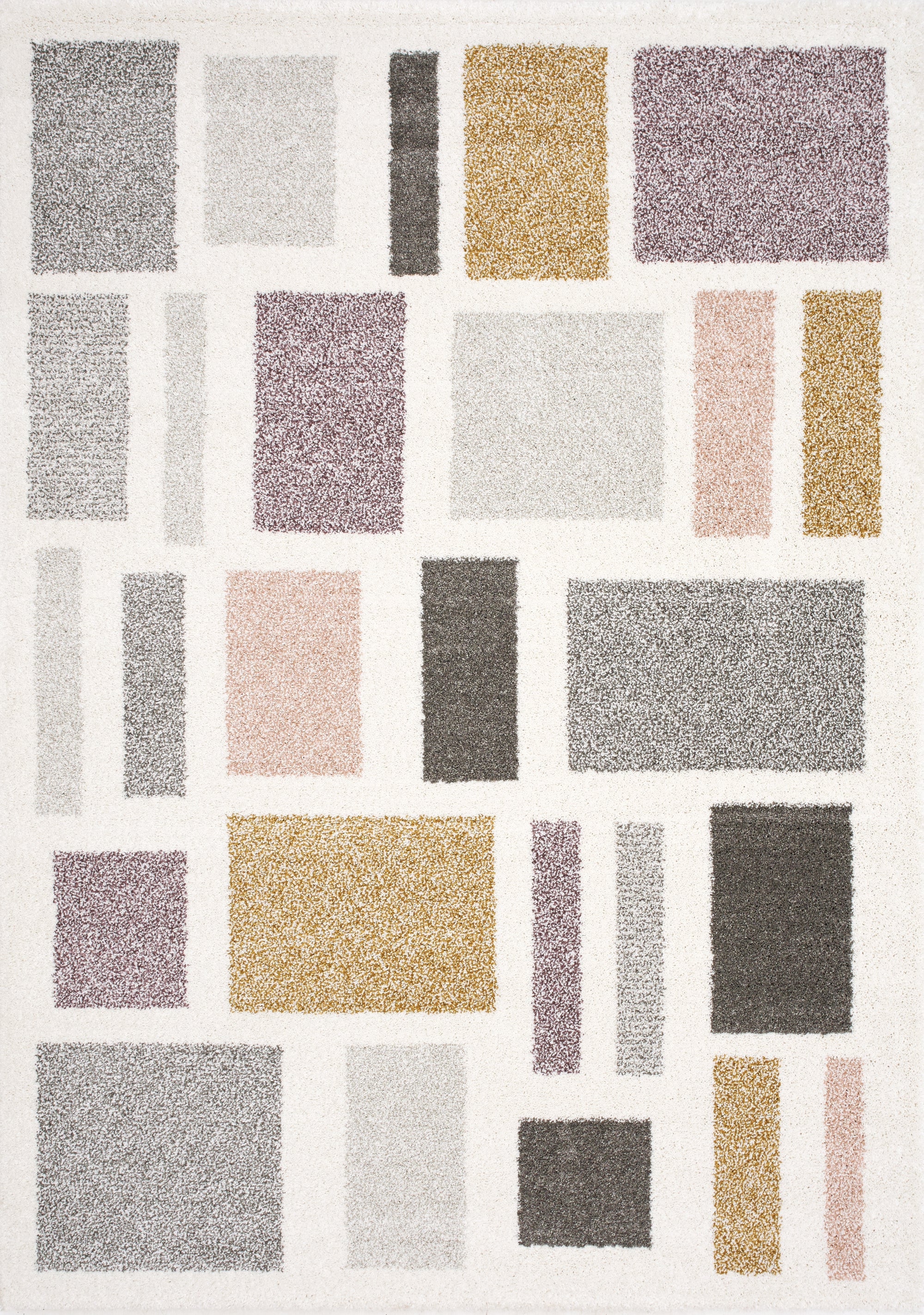 Sable Cream Purple Yellow Blocks Rug | Rug Love